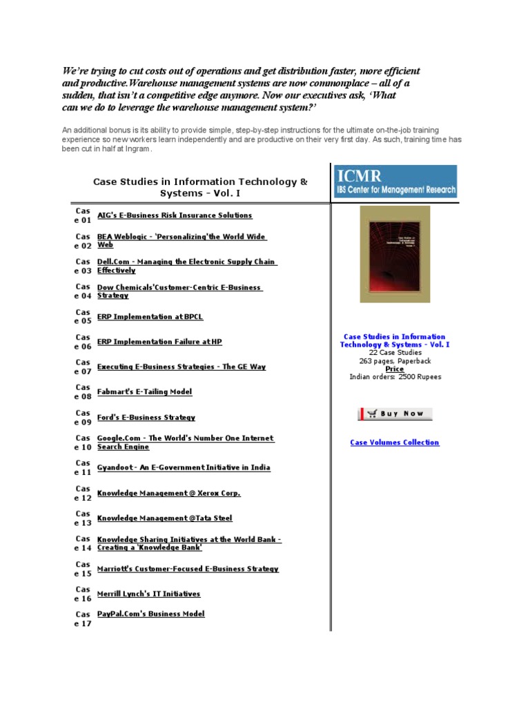 Case Studies in Information Technology & Systems - Vol. I | PDF ...