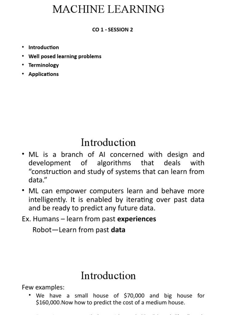 Well Posed Learning Problems and Applications of ML | PDF | Machine ...