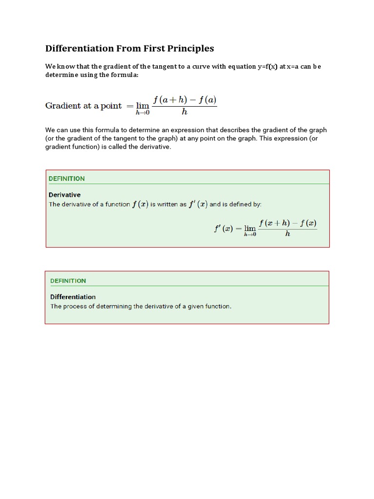 Differentiation From First Principles | PDF