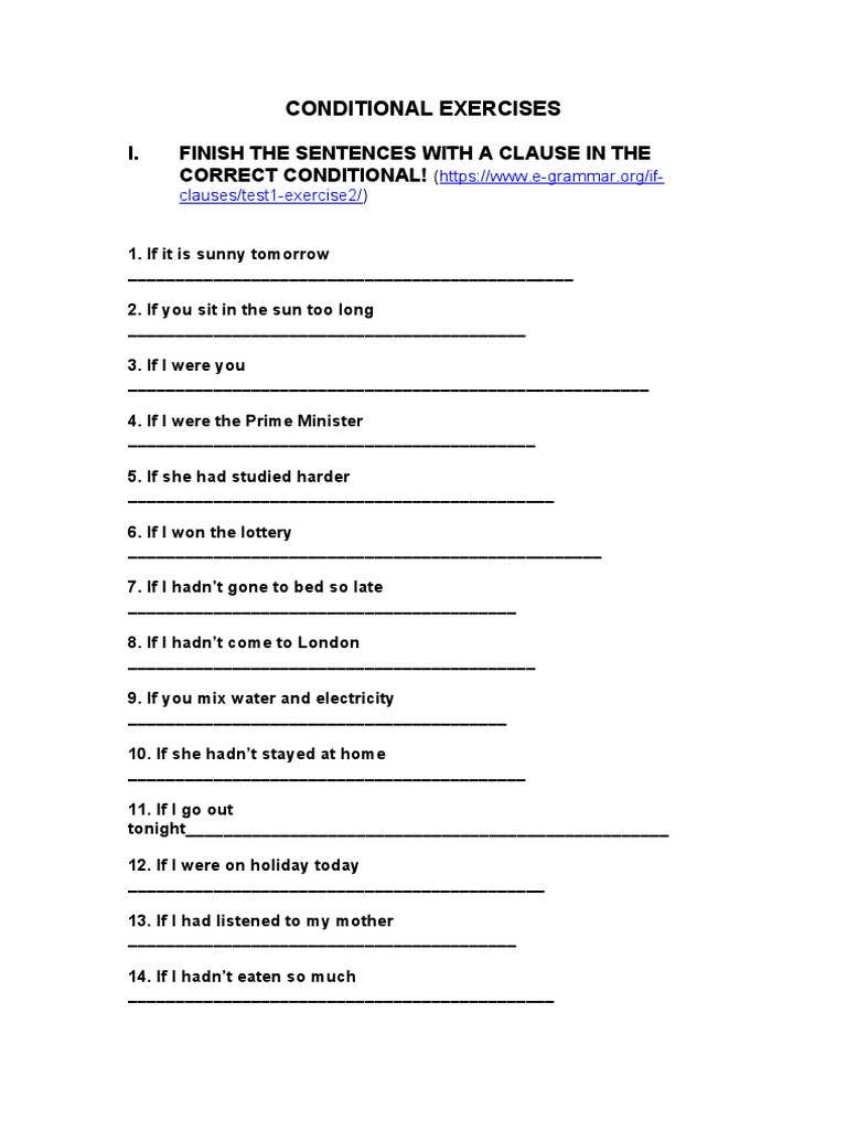 ENGLISH Exercises-CONDITIONAL SENTENCES | PDF | Language Mechanics | Cognitive Science