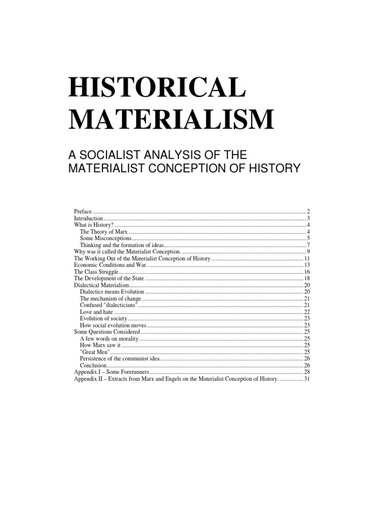 Historical Materialism: A Socialist Analysis of The Materialist ...