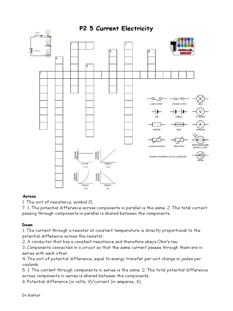 Crossword Current Electricity Crossword | PDF | Science & Mathematics ...