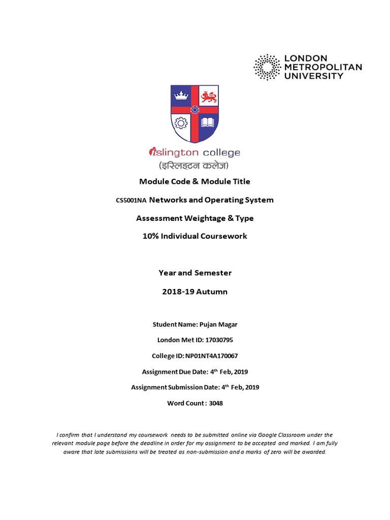 Module Code & Module Title Networks and Operating System Assessment ...