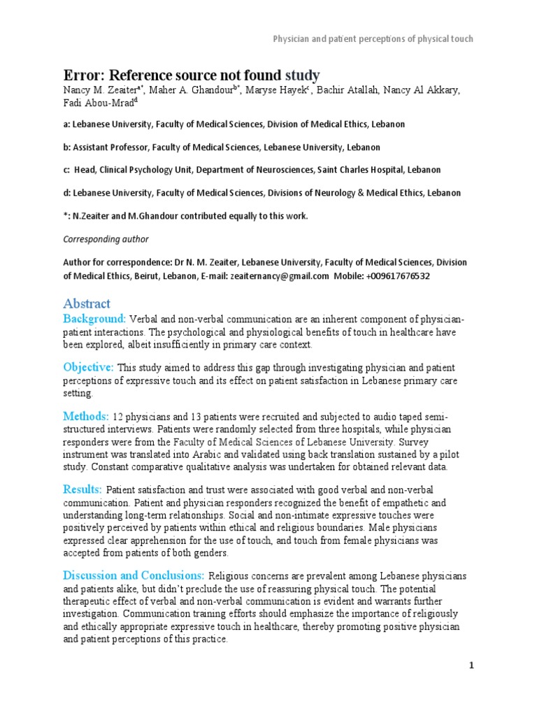 Error: Reference Source Not Found: Study | PDF | Nonverbal ...