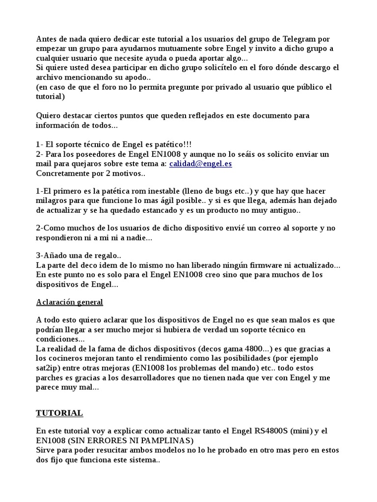Actualización Engel RS4800S y EN1008 | PDF | Foro de Internet ...