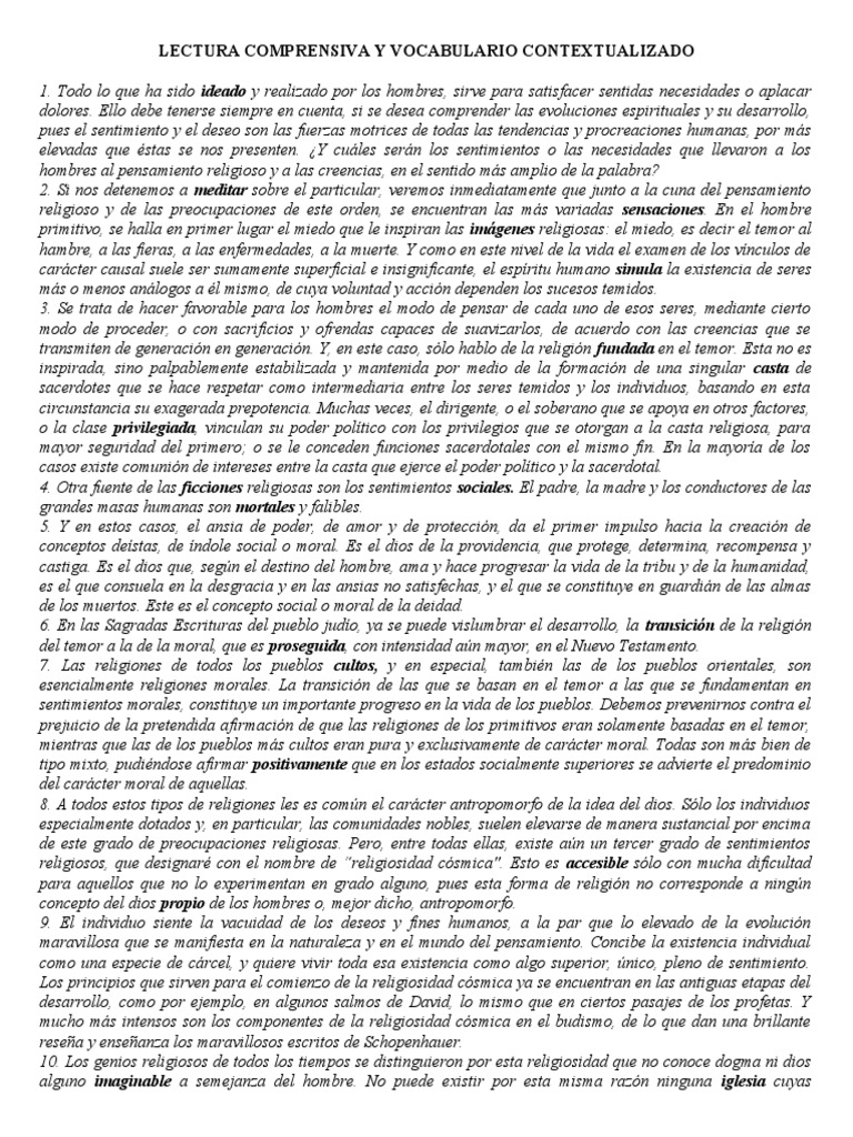 Comprensión de Lectura 12 Religión y Ciencia (Albert Einstein) | PDF ...