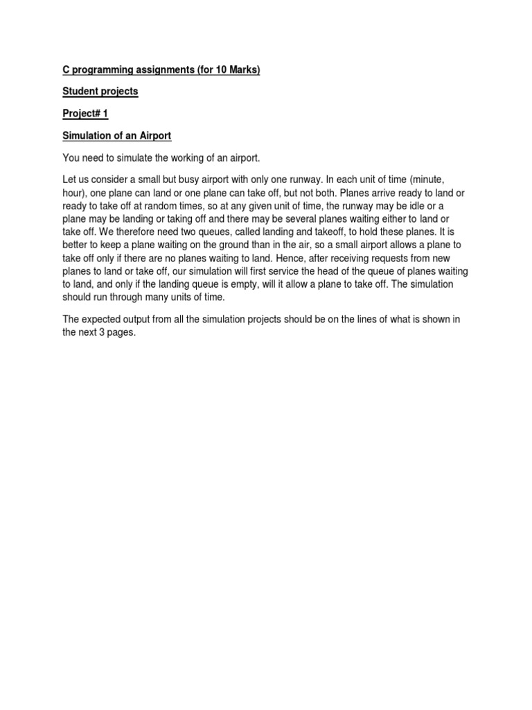 C Programming Assignments (For 10 Marks) Student Projects Project# 1 ...