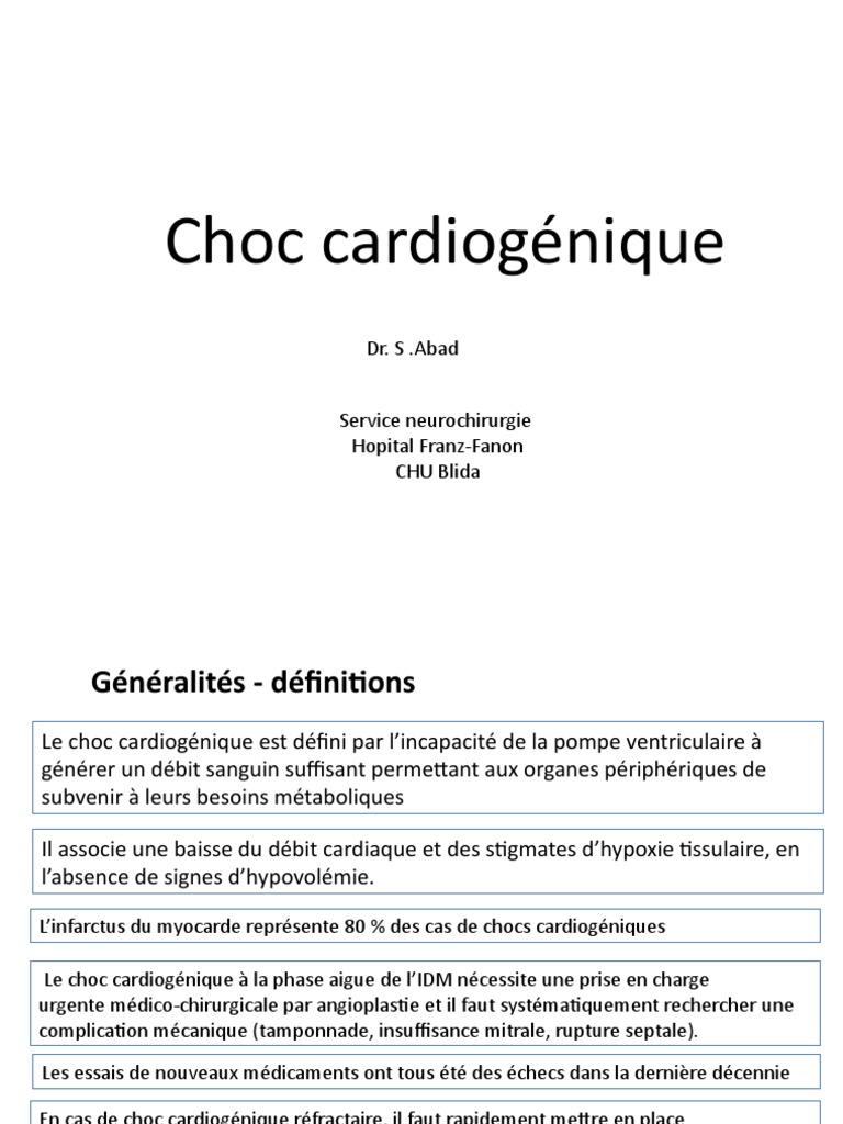Choc Cardiogénique Residents Chirurgie | PDF | Infarctus du myocarde ...