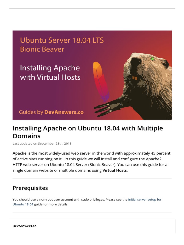 Installing Apache On Ubuntu 18.04 With Multiple Domains: Prerequisites ...