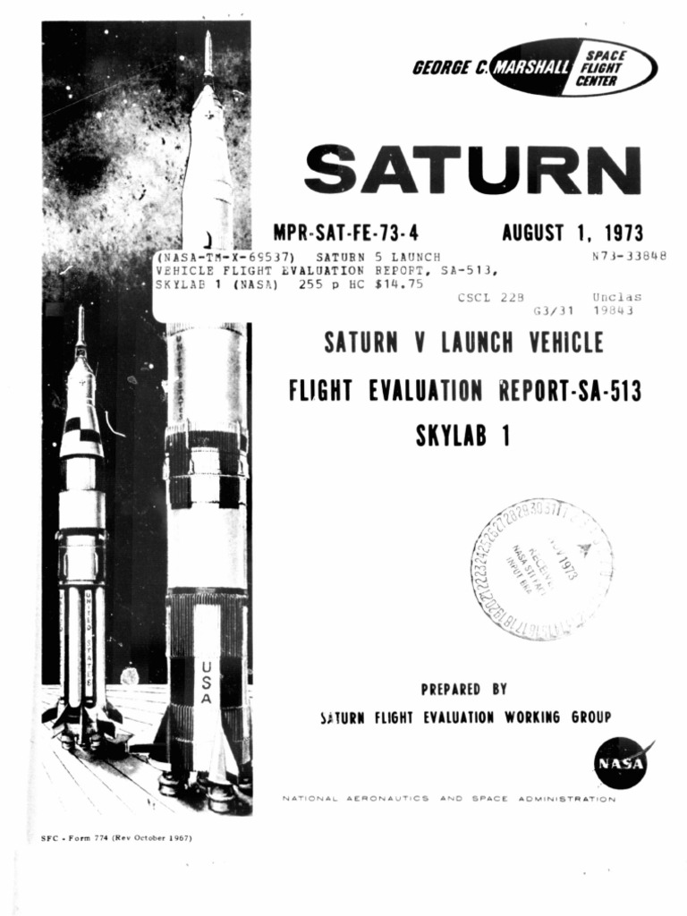 Saturn V Launch Vehicle Flight Evaluation Report, SA-513, Skylab 1 ...