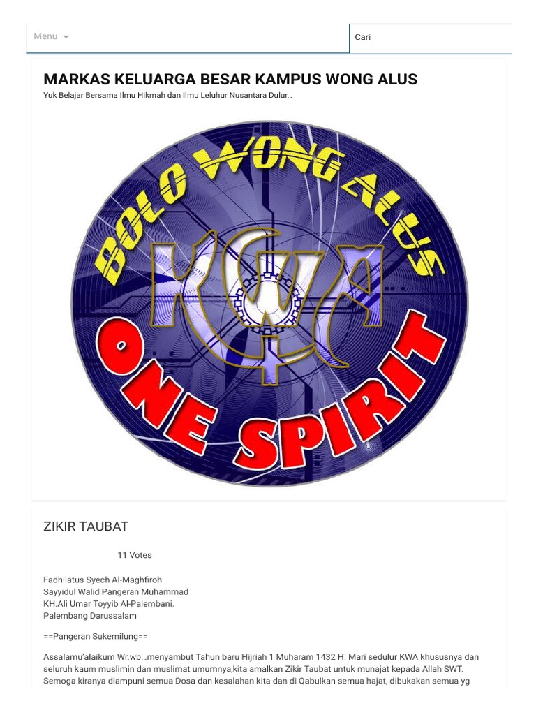 Zikir Taubat - Markas Keluarga Besar Kampus Wong Alus PDF | PDF | Kajian Bahasa Asing ...