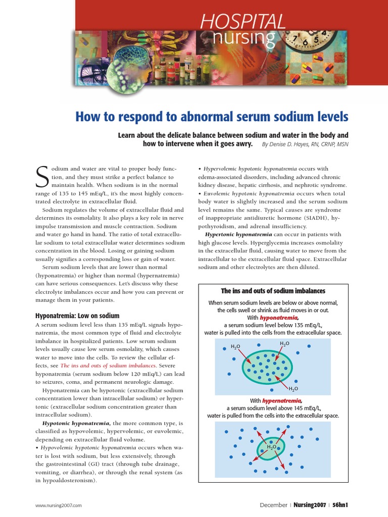 How To Respond To Abnormal Serum Sodium Levels | PDF | Physiology ...
