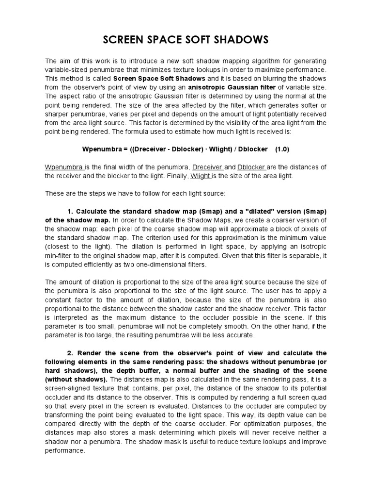 Screen Space Soft Shadows | PDF | Texture Mapping | Rendering (Computer Graphics)