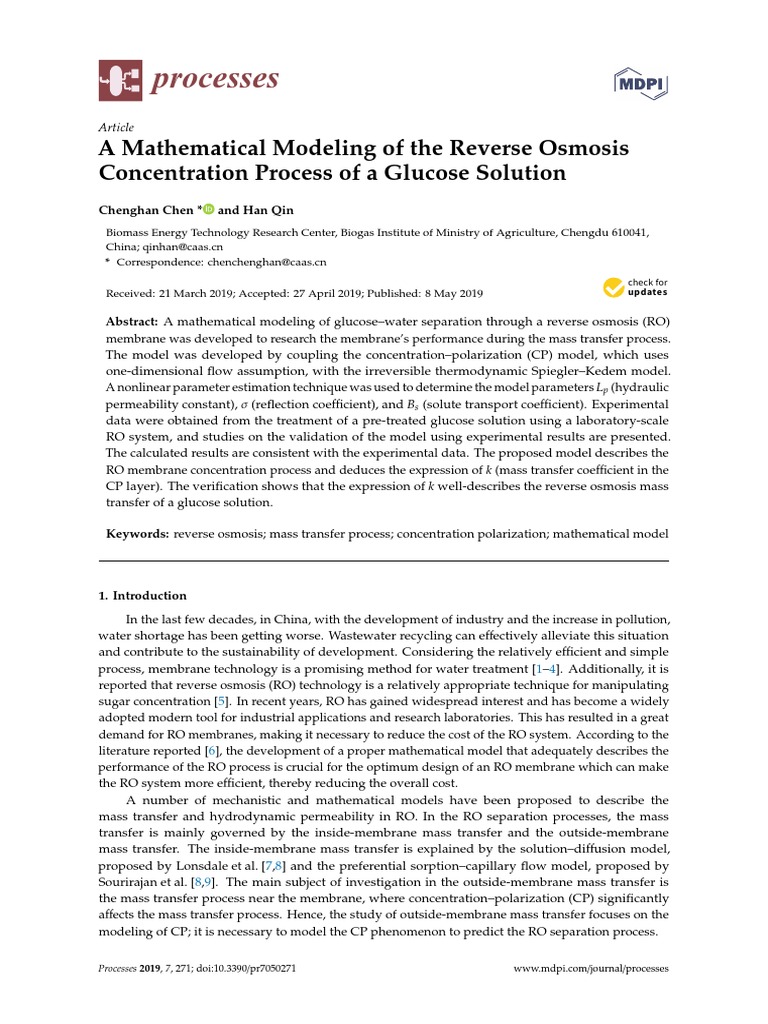 Modelo Matematico Chen 2019 PDF | PDF | Membrane | Osmosis