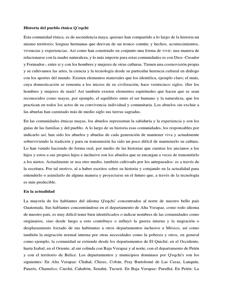 Historia Del Pueblo Q Eqchi | PDF