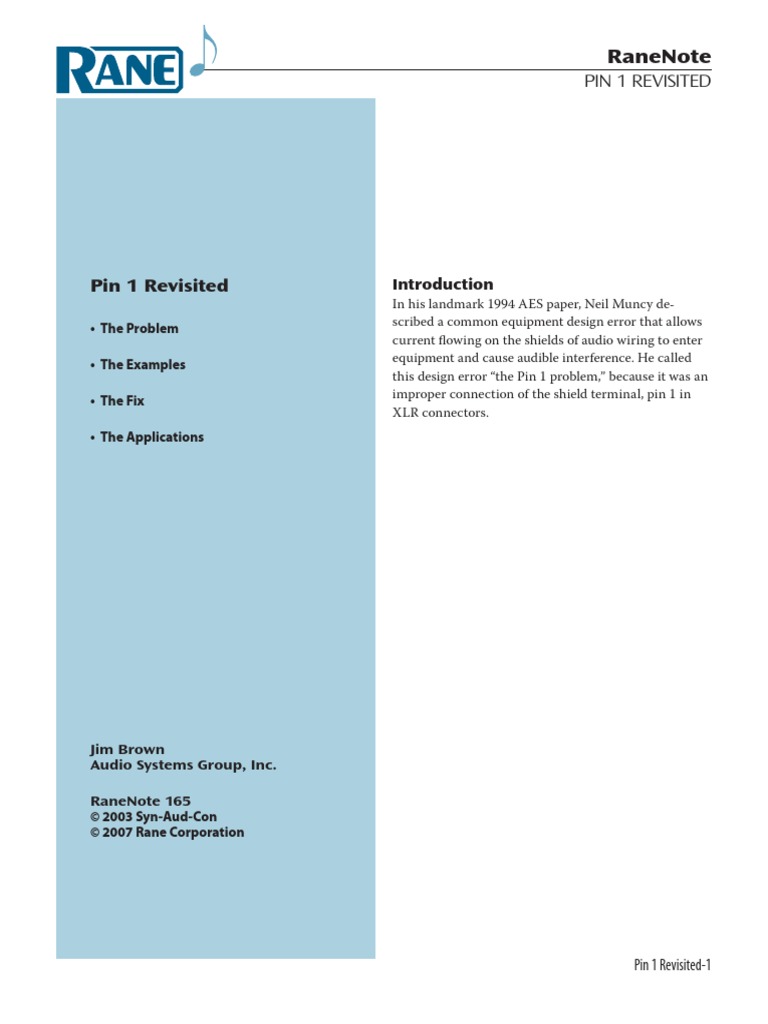 The Pin 1 Problem - Jim Brown | PDF | Microphone | Inductor