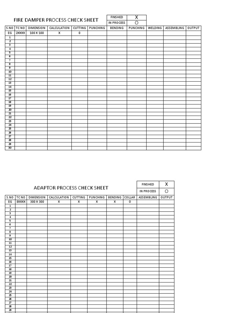 Fire Damper Process Check Sheet | PDF
