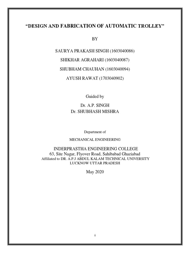 Design and Fabrication of Automatic Trolley | PDF | Bearing (Mechanical ...