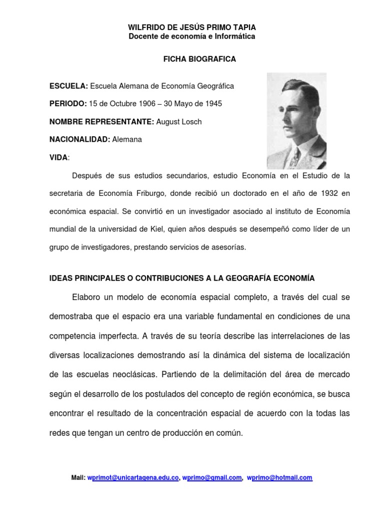 FICHA BIOGRAFICA - August Losch | PDF | Salario | Alemania