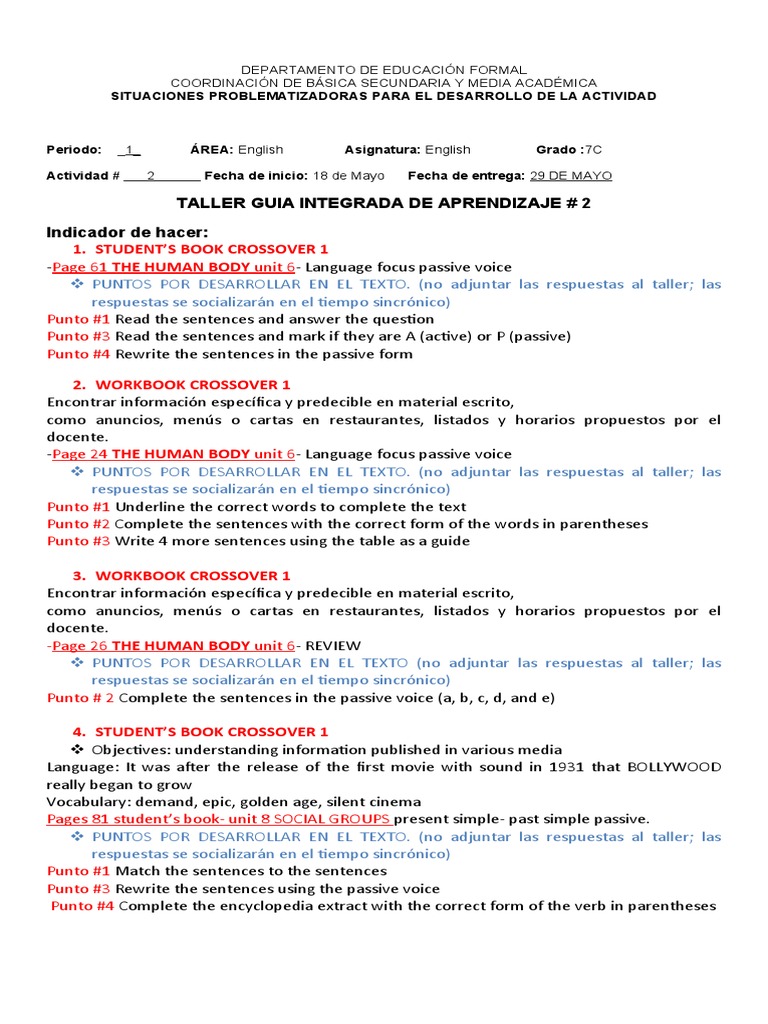 TALLER INGLES 7C REsuelto | Descargar gratis PDF | Transporte | Idiomas