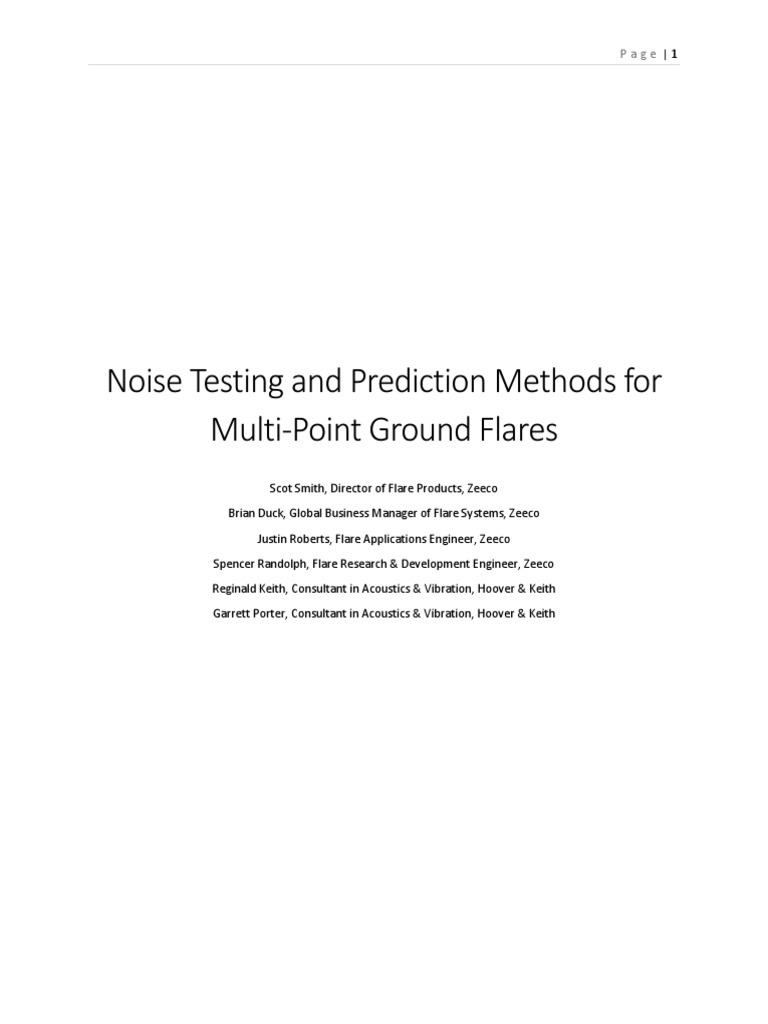 Noise Testing and Prediction Methods For Multi-Point Ground Flares ...