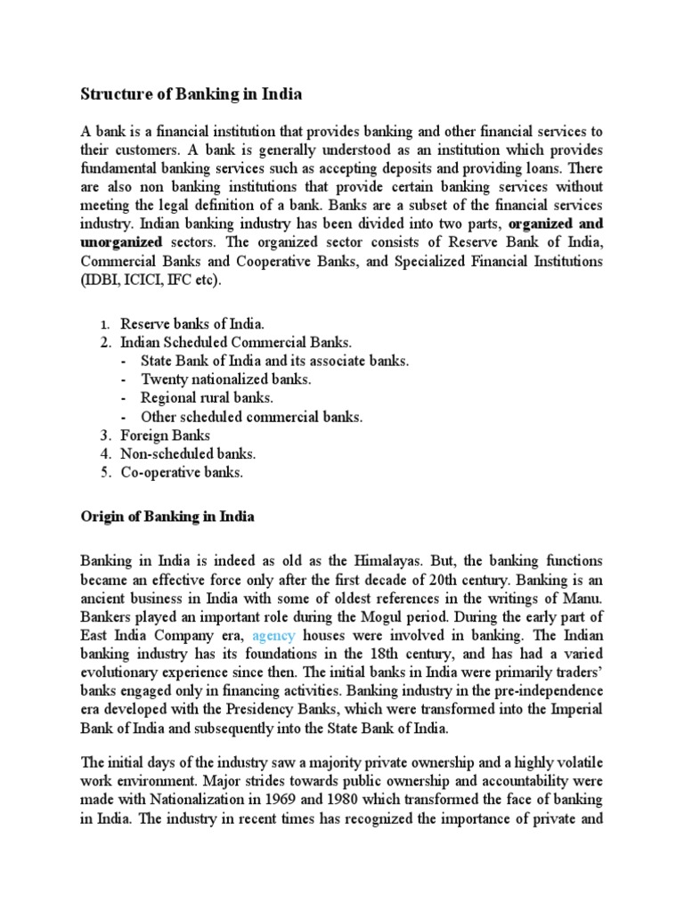 Structure of Indian Banking System | PDF | Reserve Bank Of India | Banks