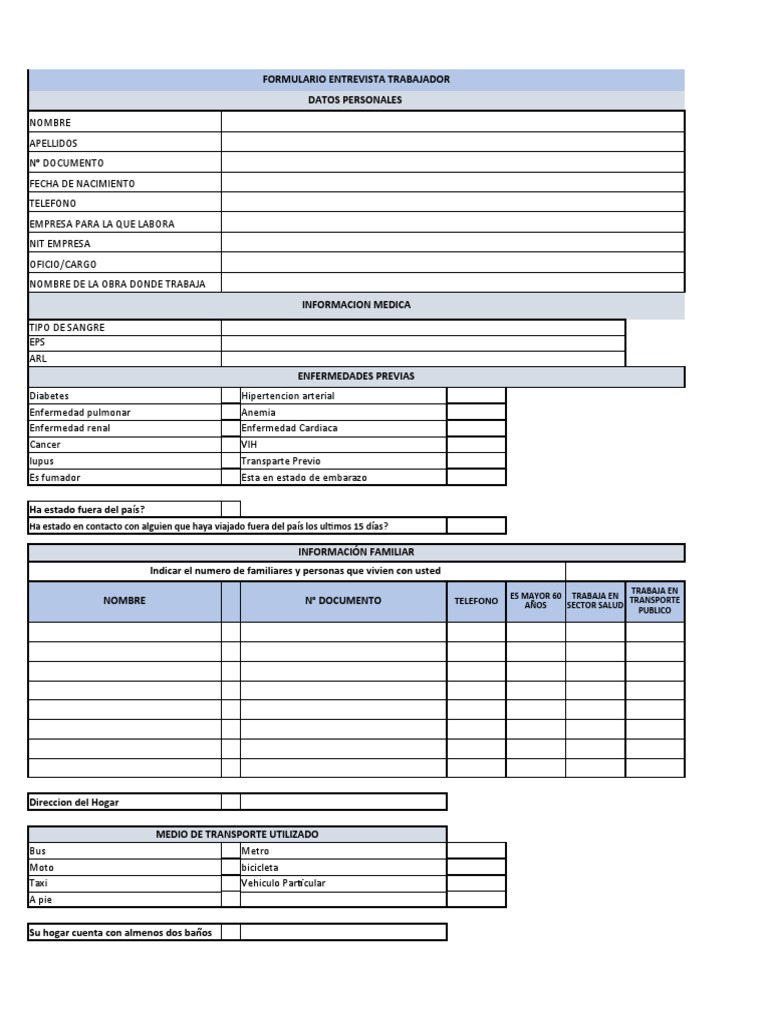 Formulario Ingreso Empleados | PDF