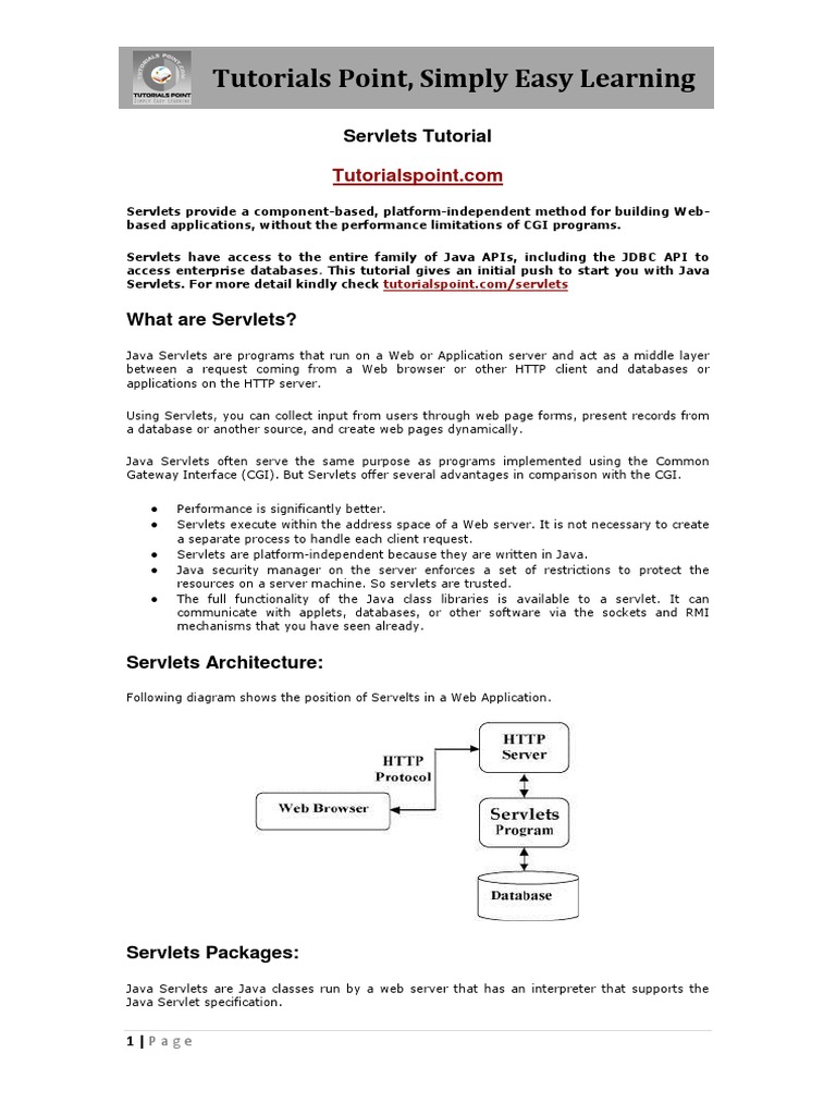 Servlets Tutorial Pdf Pdf Java Servlet Java Programming Language