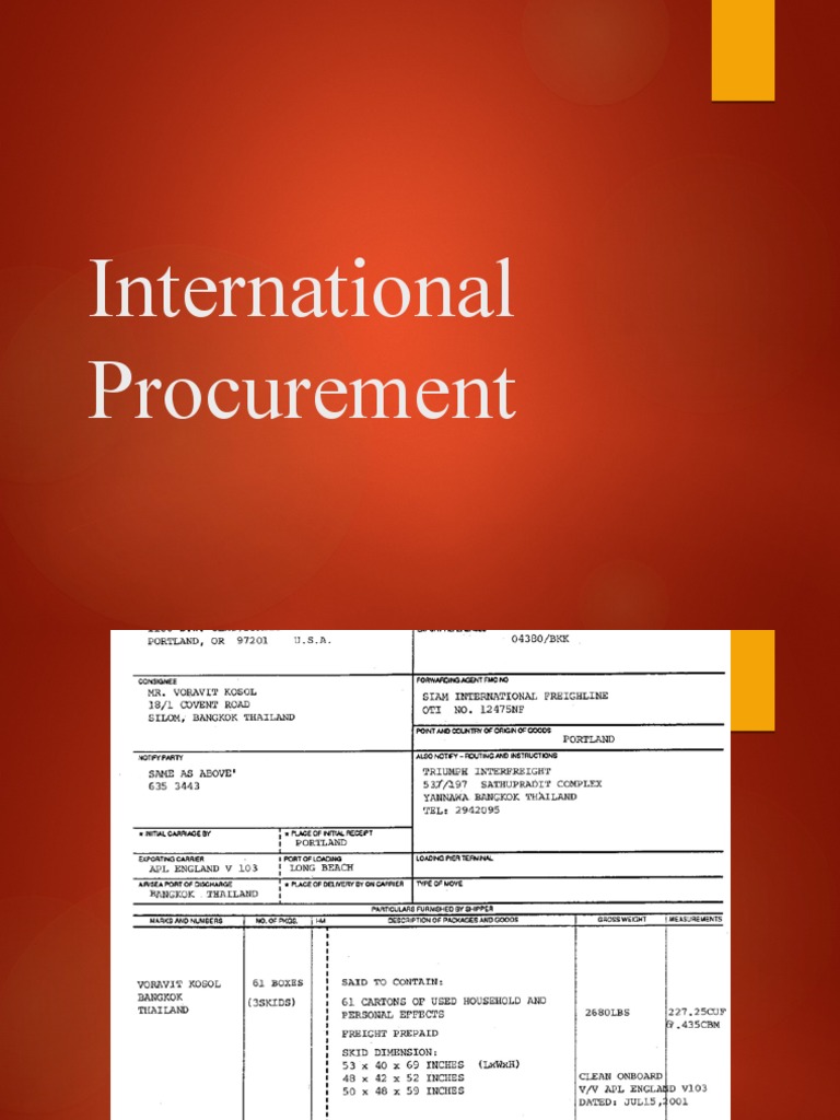 International Procurement | PDF | Bill Of Lading | Invoice