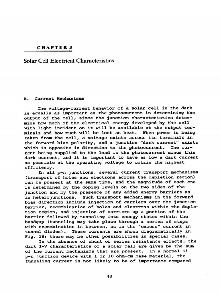 Chapter 3 Solar Cell Electrical Characteristics 1975 | PDF | P–N ...