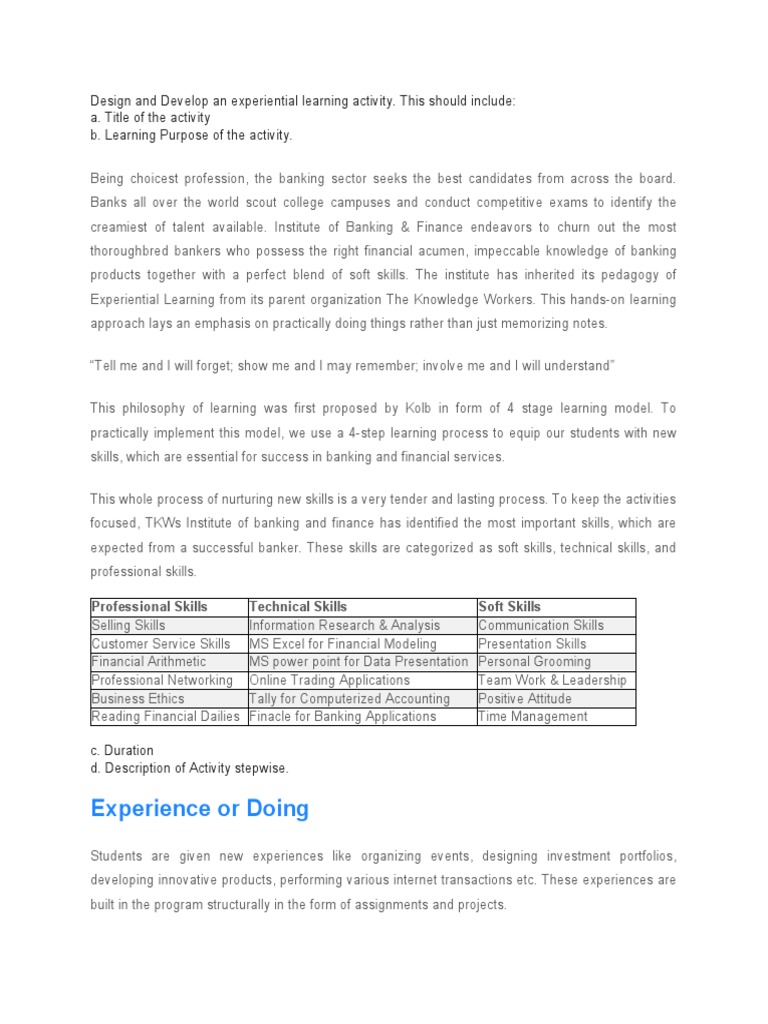 Experience or Doing | PDF | Behavior Modification | Learning