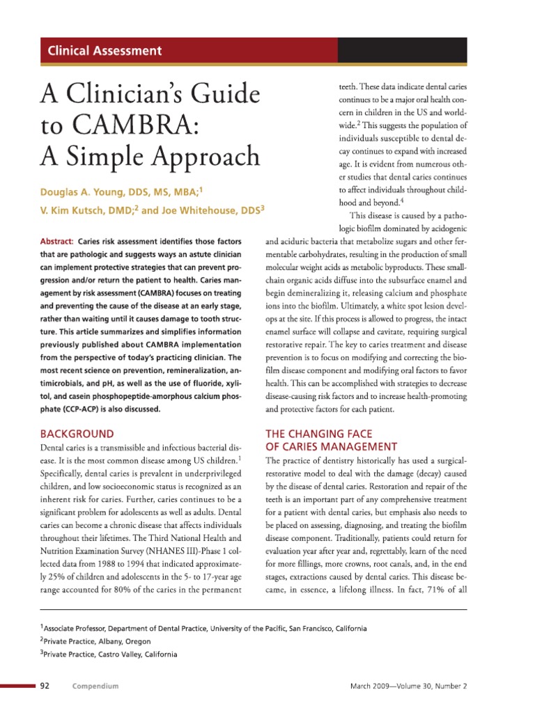 A Clinicians Guide To CAMBRA A Simple Approach | PDF