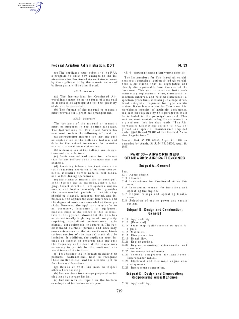 FAR 33 para Motores | PDF | Turbocharger | Engines