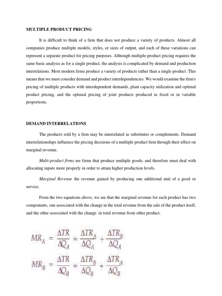 Pricing Multiple Products Part 1 | PDF | Capacity Utilization | Demand