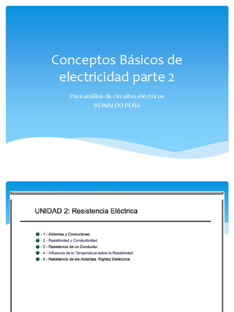 Resistencia El - Ctrica - Conceptos B - Sicos de Electricidad Parte 2 | PDF | Resistencia ...