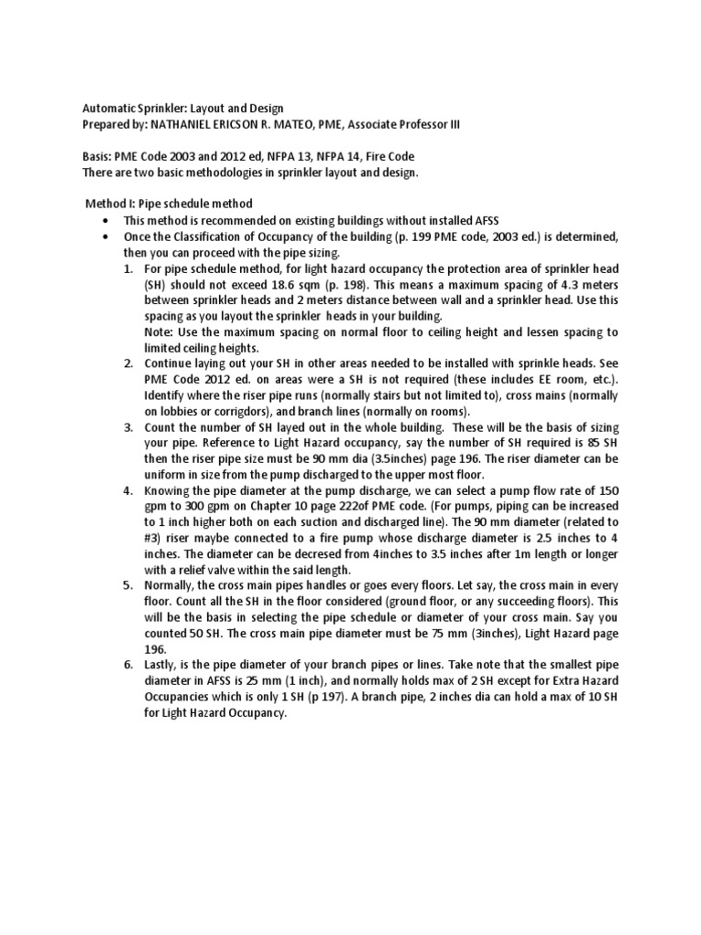 Pipe Scheduling Method Lecture PDF | PDF | Fire Sprinkler System | Pipe ...
