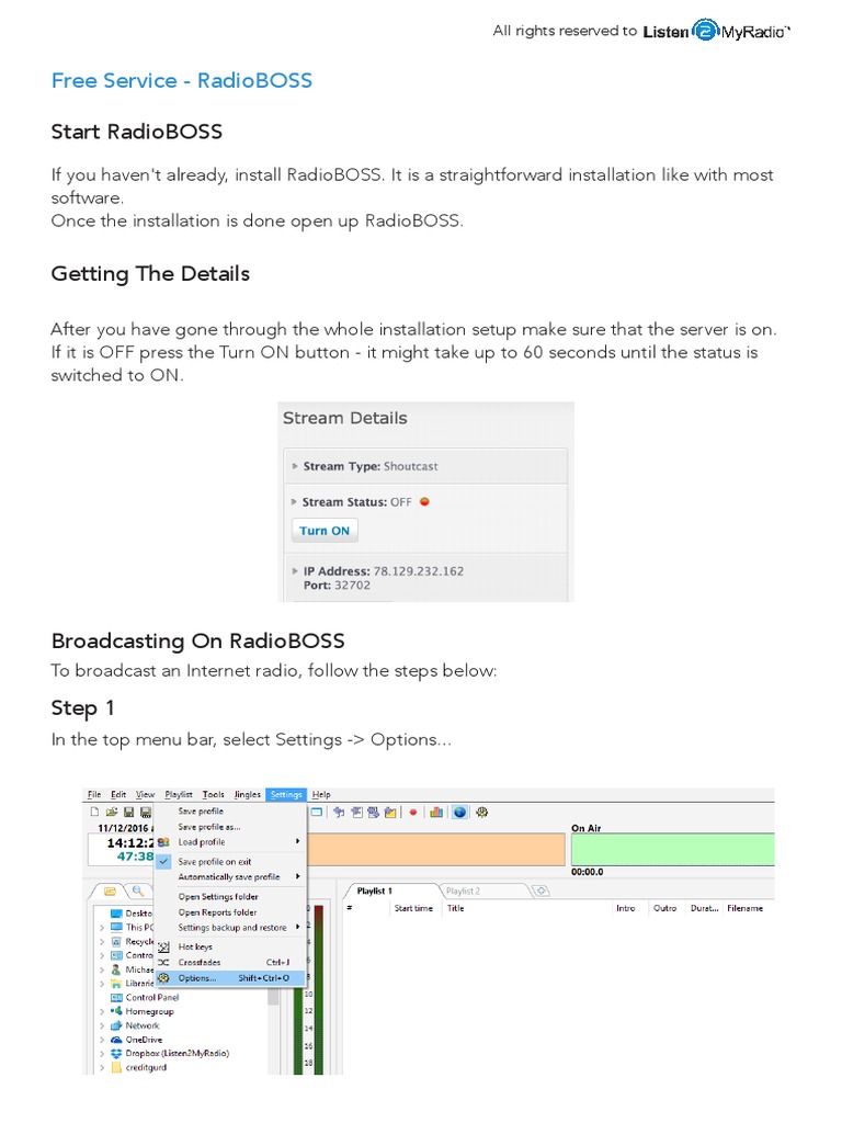 Free Service - Broadcasting With RadioBoss | PDF | Ip Address ...