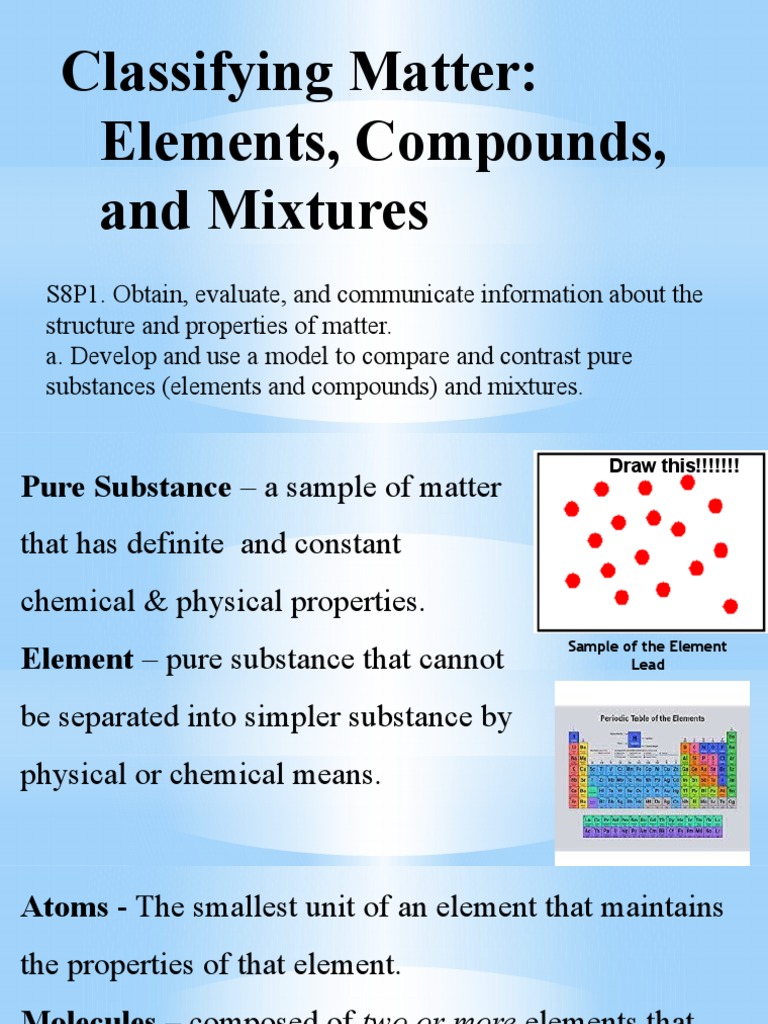 Classifying Matter: Elements, Compounds, and Mixtures | PDF | Solution ...