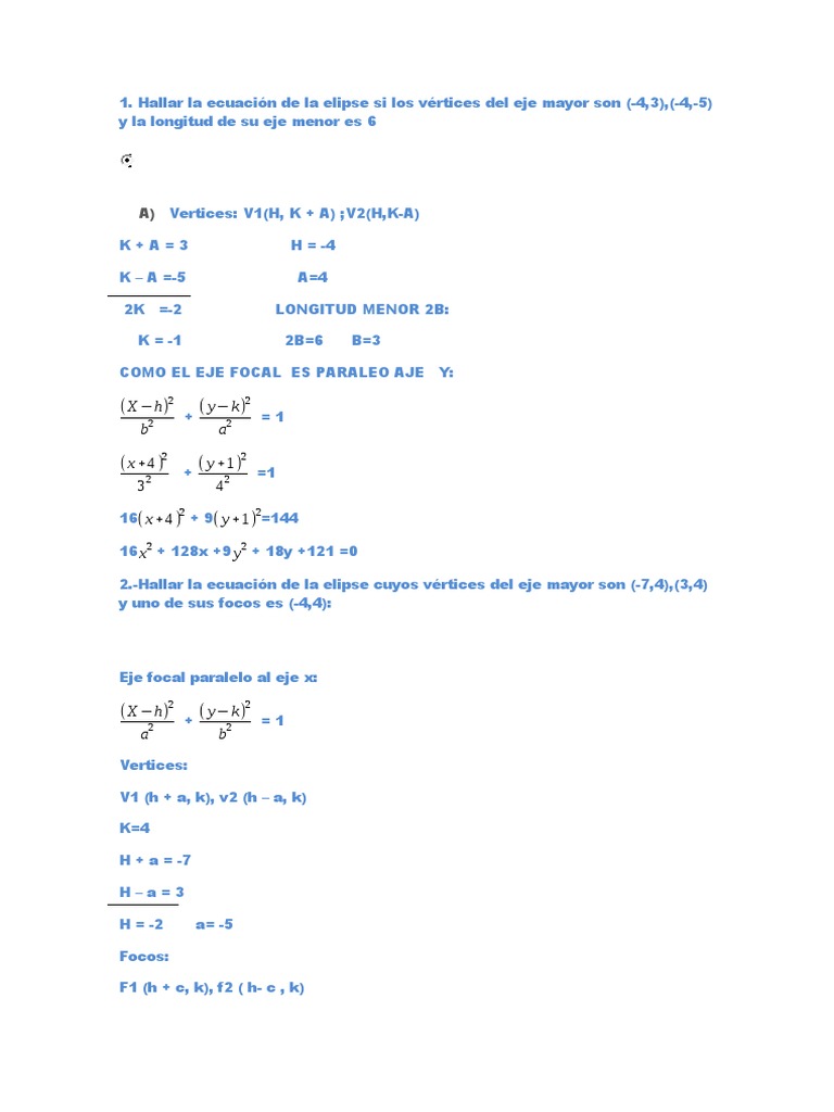 Ejercicios de Elipse Resueltos | PDF | Elipse | Colector