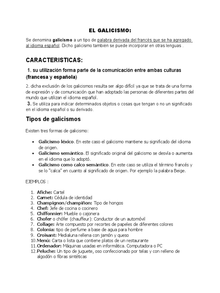 El Galicismo | PDF | Estudios de idiomas extranjeros
