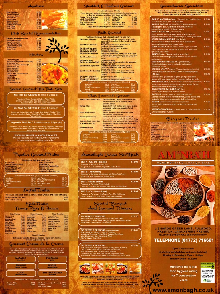 Amonbagh Menu | PDF