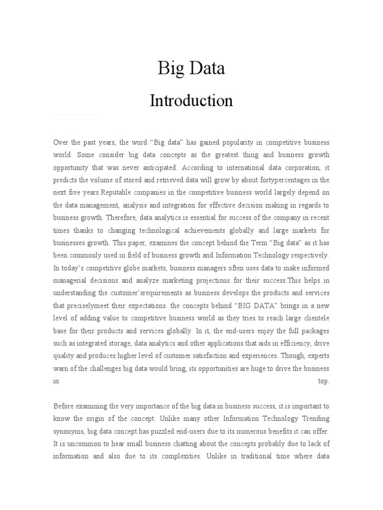 Big Data Essay | Download Free PDF | Big Data | Analytics