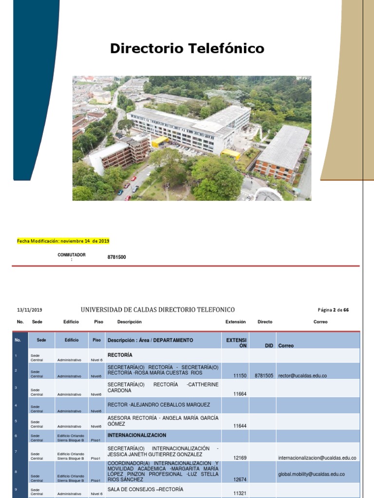 Directorio Telefónico UCalas 2019 | PDF | Colombia | Science
