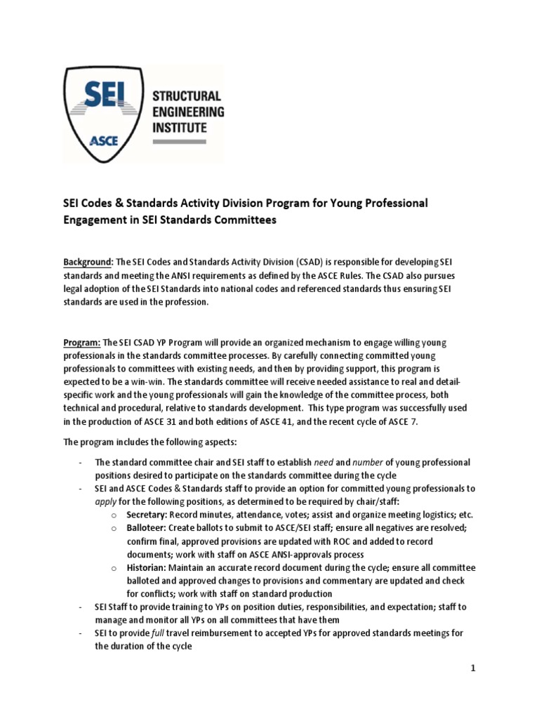 SEI Codes & Standards Activity Division Program For Young Professional ...