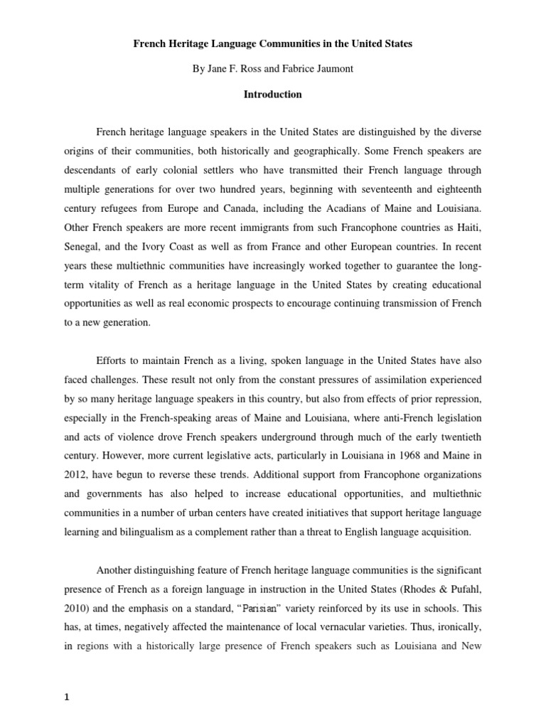 French Heritage Language Communities in the US Work to Preserve ...