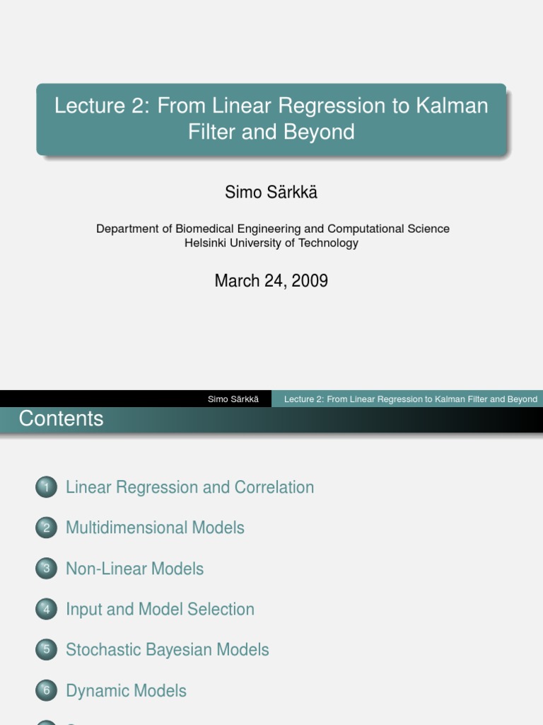 Kalman Filtering and Linear Regression | PDF | Correlation And ...
