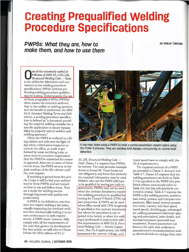 Prequalified Welding Procedure Specifications - Welding Journal Oct 2019 (Compressed) PDF | PDF