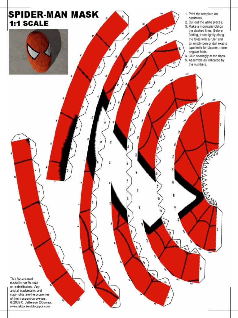 Spider Man Mask Full Size Paper Craft PDF | PDF | Monopoly (Economics ...