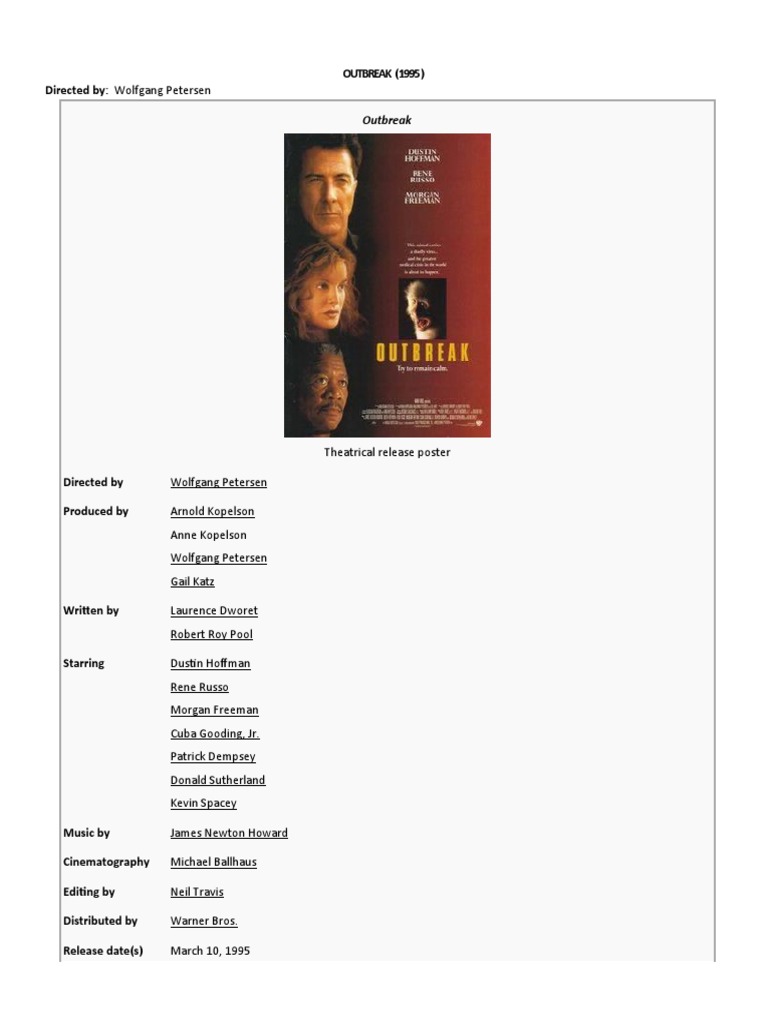 Outbreak (1995) Movie Cast Details | PDF | Film People