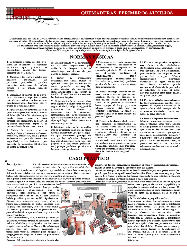 Folleto Primeros Auxilios Quemaduras | PDF | Quemar | Primeros auxilios